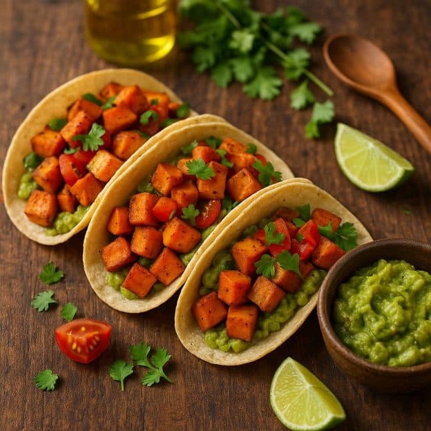 Geroosterde zoete aardappel taco's - Hart in Shape