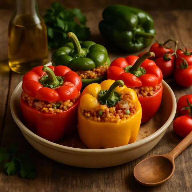 Turkse gevulde paprika's met bulgur - Hart in Shape