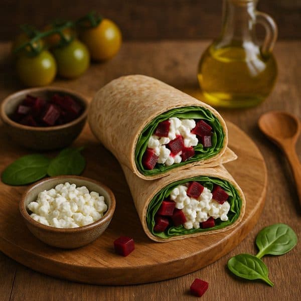 Wrap met cottage cheese en bietjes - Hart in Shape